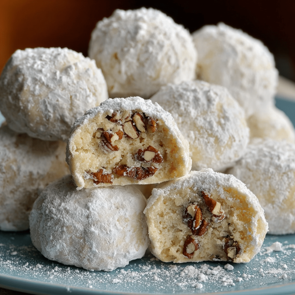 Buttery Pecan Snowball Cookies