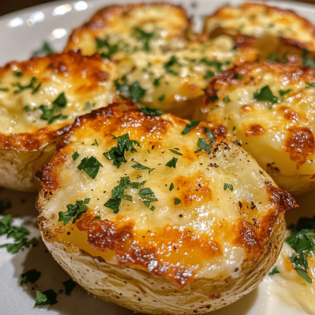 golden-brown twice-baked potatoes with crispy skins